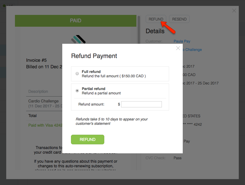 Refund a Paid Invoice and Pending Refunds – ABC Trainerize Help Center