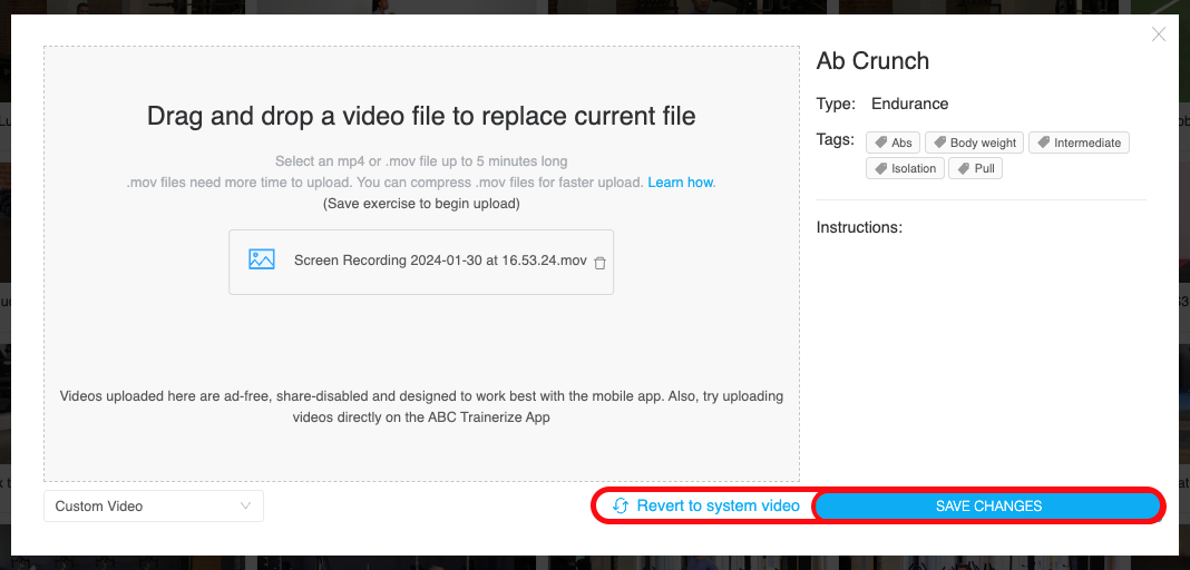 How to Replace System Exercise Videos – ABC Trainerize Help Center