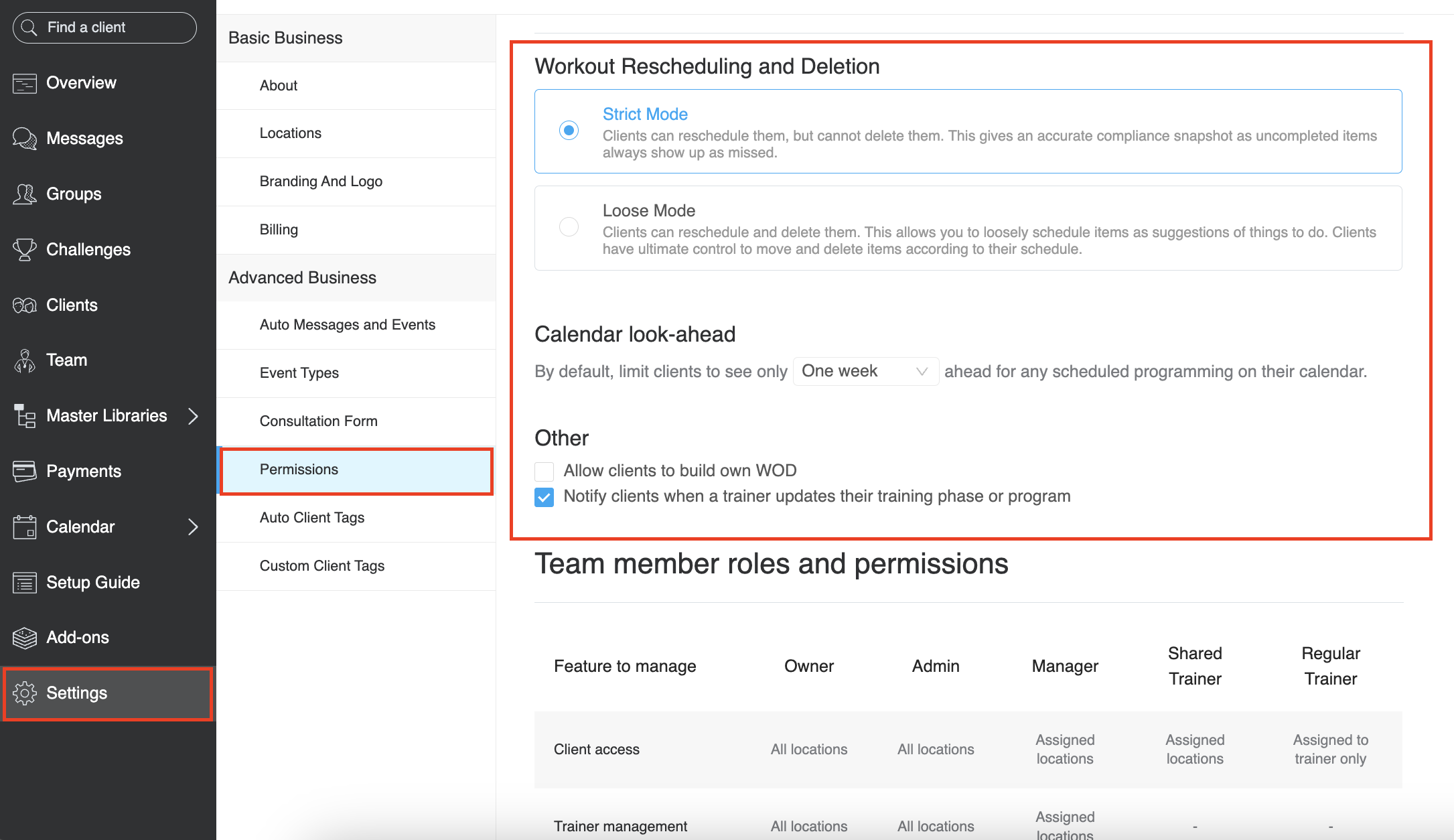 How to manage client permissions for workouts – ABC Trainerize Help Center