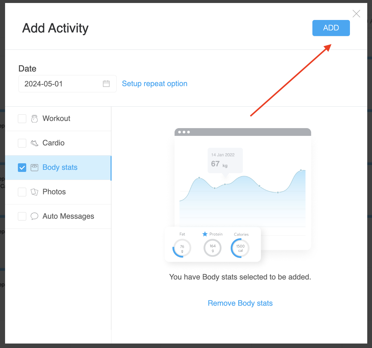 Entering Body Stats – ABC Trainerize Help Center