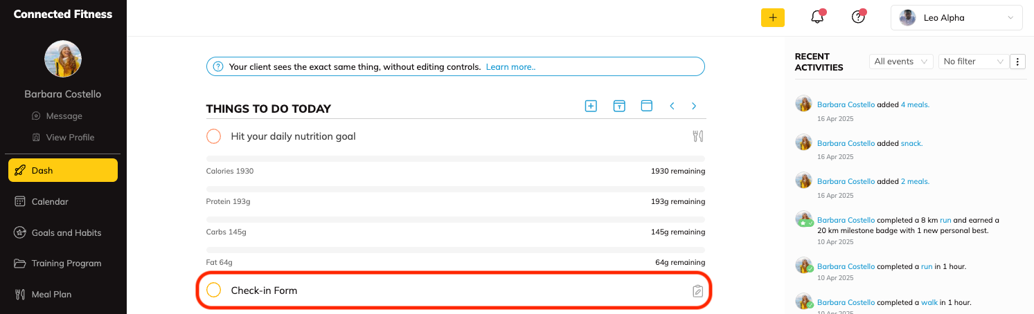 Sharing Check-In Forms with Clients – ABC Trainerize Help Center